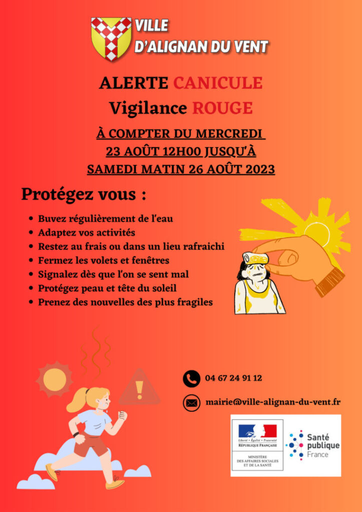 Alerte CANICULE vigilance ROUGE • Alignan du Vent - Site Officiel Mairie