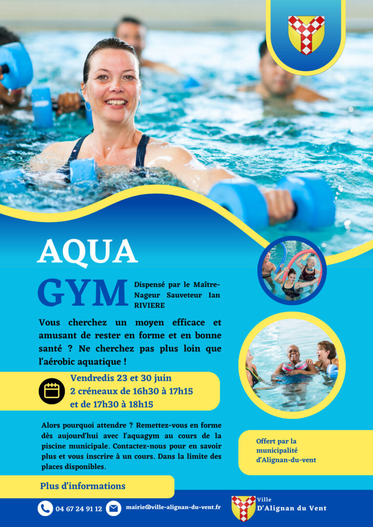 Cours AQUA GYM du 23 et 30 juin • Alignan du Vent - Site Officiel Mairie